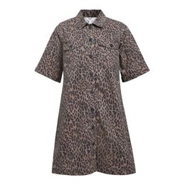 Object Kleid 'OBJSENI' Damen Größe 34 braun / brokat / schwarz Winterkleid