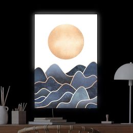 LED-Wechselbild Goldene Sonne blaue Wellen