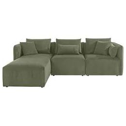 Ecksofa Andas "Nöre L-Form", grün (dunkelgrün), B:262cm H:74cm T:172cm, 92% Polyester, 8% Polyamid, Sofas, 3 Teile, in vielen Bezugsqualitäten und Farben. S. auch "Nöre"