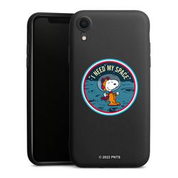 DeinDesign iPhone Xr Handy Premium Silikon H&uuml;lle Handyh&uuml;lle schwarz Case Peanuts Weltall Snoopy Silikon Premium Case