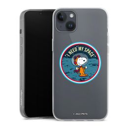 DeinDesign iPhone 14 Plus Handy Silikon H&uuml;lle Case transparent Handyh&uuml;lle Peanuts Weltall Snoopy Silikon Case