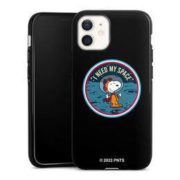 DeinDesign iPhone 12 mini Handy Silikon H&uuml;lle Case schwarz Handyh&uuml;lle Peanuts Weltall Snoopy