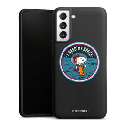 DeinDesign Galaxy S21 5G Handy Premium Silikon H&uuml;lle Handyh&uuml;lle schwarz Case Peanuts Weltall Snoopy Silikon Premium Case