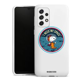 DeinDesign Galaxy A33 5G Handy Silikon H&uuml;lle Case wei&szlig; Handyh&uuml;lle Peanuts Snoopy Weltall Silikon Case