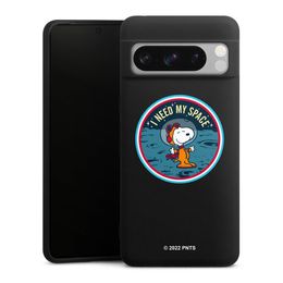 DeinDesign Google Pixel 8 Pro Handy Premium Silikon H&uuml;lle Handyh&uuml;lle schwarz Case Peanuts Weltall Snoopy Silikon Premium Case