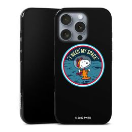 DeinDesign iPhone 16 Pro Handy Silikon H&uuml;lle Case schwarz Handyh&uuml;lle Peanuts Weltall Snoopy
