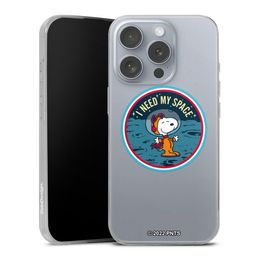 DeinDesign iPhone 16 Pro Handy Slim Case Silikon Handyh&uuml;lle transparent H&uuml;lle extra d&uuml;nn Peanuts Weltall Snoopy Silikon Slim Case