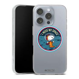 DeinDesign iPhone 16 Pro Handy Silikon H&uuml;lle Case transparent Handyh&uuml;lle Peanuts Weltall Snoopy Silikon Case