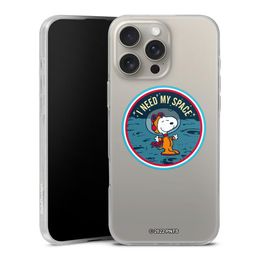 DeinDesign iPhone 16 Pro Max Handy Silikon H&uuml;lle Case transparent Handyh&uuml;lle Peanuts Weltall Snoopy Silikon Case