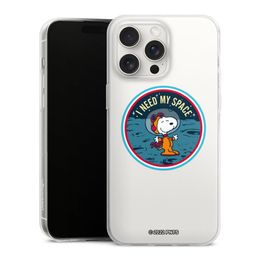 DeinDesign iPhone 15 Pro Max Handy Silikon H&uuml;lle Case transparent Handyh&uuml;lle Peanuts Weltall Snoopy Silikon Case