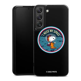 DeinDesign Galaxy S22 Handy Slim Case extra d&uuml;nn Silikon Handyh&uuml;lle schwarz H&uuml;lle Peanuts Weltall Snoopy Silikon Slim Case