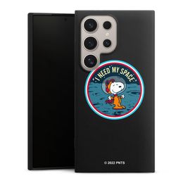 DeinDesign Galaxy S24 Ultra Handy Premium Silikon H&uuml;lle Handyh&uuml;lle schwarz Case Peanuts Weltall Snoopy Silikon Premium Case