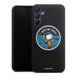 DeinDesign Galaxy A15 5G Handy Premium Silikon H&uuml;lle Handyh&uuml;lle schwarz Case Peanuts Weltall Snoopy Silikon Premium Case