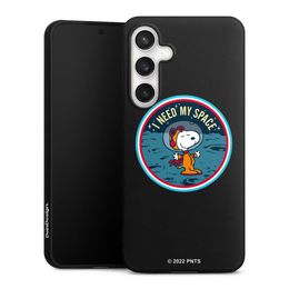 DeinDesign Galaxy S24 FE 5G Handy Premium Silikon H&uuml;lle Handyh&uuml;lle schwarz Case Peanuts Weltall Snoopy Silikon Premium Case