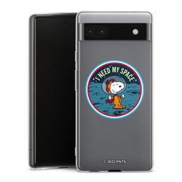 DeinDesign Google Pixel 6a Handy Silikon H&uuml;lle Case transparent Handyh&uuml;lle Peanuts Weltall Snoopy Silikon Case
