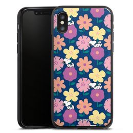 DeinDesign iPhone X Handy Silikon H&uuml;lle Case schwarz Handyh&uuml;lle Muster Snoopy Flowers