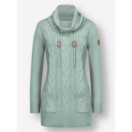 WITT Damen Strickpullover in Long-Form, kalkmint, Gr&ouml;&szlig;e 38