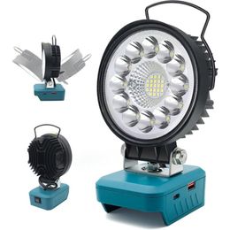 Kabelloses LED-Licht, kompatibel mit 18 v akkubetriebener Arbeitsleuchte von Makita, 36 w, 4000 lm, mit Typ-C und USB-Aufladung (Batterie nicht im