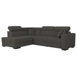 Ecksofa Home Affaire "Tulio L-Form", grau (anthrazit), B:267cm H:95cm T:198cm, Struktur fein (100% Polyester), Struktur (100% Polyester), Samtstruktur (100% Polyester), Sofas, wahlweise mit Bettfunktion und Bettkasten, incl. 3 Zierkissen