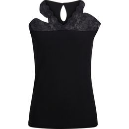 wäschepur Damen Blazershirt mit Satin-Paspelierung schwarz, Größe 42