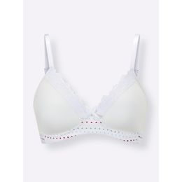 w&auml;schepur w&auml;schepur Damen Schalen-BH ohne B&uuml;gel mit floraler Spitze, wei&szlig;-bedruckt, Gr&ouml;&szlig;e 80C