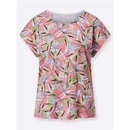 WITT Damen Print-Shirt im Baumwoll-Modal-Mix, flamingo-bleu-bedruckt, Gr&ouml;&szlig;e 40