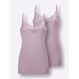 w&auml;schepur w&auml;schepur Damen Tr&auml;gerhemd mit Spitzenbesatz, mauve, Gr&ouml;&szlig;e 40