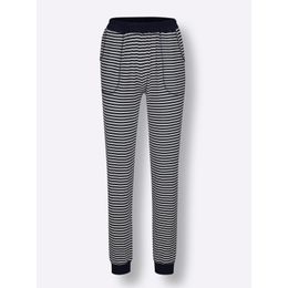 w&auml;schepur w&auml;schepur Damen Schlafanzug mit Ringelhose, marine-ecru, Gr&ouml;&szlig;e 40/42