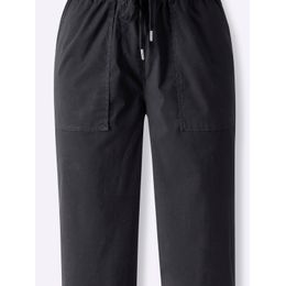 WITT Damen 7/8-Hose mit Rundum-Dehnbund, gerafft, schwarz, Gr&ouml;&szlig;e 38