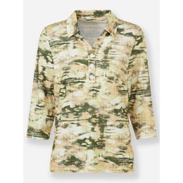 WITT Damen Poloshirt in Jersey-Qualit&auml;t, schlamm-vanille-bedruckt, Gr&ouml;&szlig;e 46