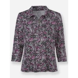 WITT Damen Poloshirt mit floralem Muster, erika-ecru-bedruckt, Gr&ouml;&szlig;e 38