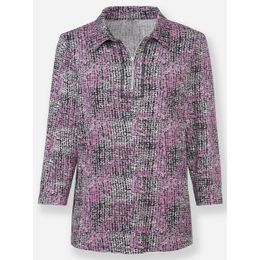 WITT Damen Poloshirt im fantasievollen Dessin, orchidee-ecru-bedruckt, Gr&ouml;&szlig;e 38