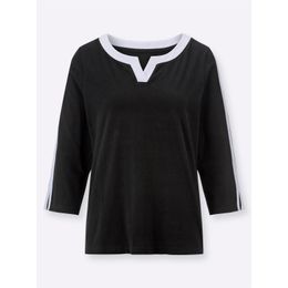 WITT Damen 3/4-Arm-Shirt mit kontrastfarbenen Details, schwarz-wei&szlig;, Gr&ouml;&szlig;e 40