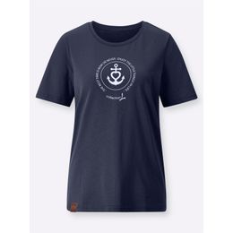 WITT Damen Shirt mit maritimem Print-Motiv, marine, Gr&ouml;&szlig;e 40