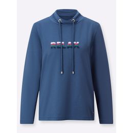 WITT Damen Sweatshirt mit Schriftzug im Vorderteil, jeansblau, Gr&ouml;&szlig;e 46