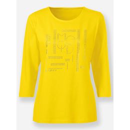 Heine Witt Damen 3/4-Arm-Shirt mit Glitzersteinchen, sonnengelb, Gr&ouml;&szlig;e 50