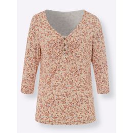 Heine Witt Damen Print-Shirt mit Millefleur-Muster, sand-papaya-bedruckt, Gr&ouml;&szlig;e 42