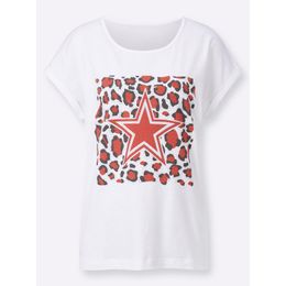 WITT Damen Shirt mit Animal- und Stern-Motiv, grapefruit-wei&szlig;, Gr&ouml;&szlig;e 46