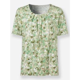 WITT Damen Print-Shirt in A-Form, eucalyptus-beige-bedruckt, Gr&ouml;&szlig;e 42