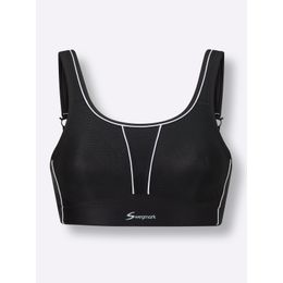 Swegmark Damen Sport-BH ohne B&uuml;gel mit Ringerr&uuml;cken-Funktion, schwarz, Gr&ouml;&szlig;e 90D