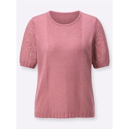 WITT Damen Boucl&eacute;-Pullover mit Ajourmuster-&Auml;rmeln, altrosa, Gr&ouml;&szlig;e 54