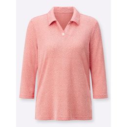 WITT Damen Poloshirt in melierter Boucl&eacute;-Qualit&auml;t, flamingo-meliert, Gr&ouml;&szlig;e 50