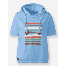 WITT Damen Kapuzensweatshirt mit elastischem Saum, eisblau-ecru-bedruckt, Gr&ouml;&szlig;e 36