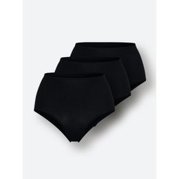 w&auml;schepur w&auml;schepur Damen Taillenslip mit Ripp-Struktur, schwarz, Gr&ouml;&szlig;e 36/38