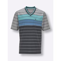Hajo Herren Shorty, anthrazit-hellgrau-geringelt, Gr&ouml;&szlig;e 44/46