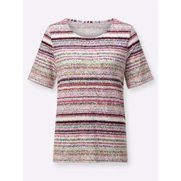 WITT Damen Kurzarmshirt mit Rundhals-Ausschnitt, fuchsia-ecru-bedruckt, Gr&ouml;&szlig;e 36