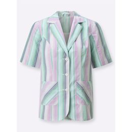 WITT Damen Blusenblazer in Seersucker-Qualit&auml;t, orchidee-jeansblau-gestreift, Gr&ouml;&szlig;e 52