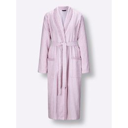 Caw&ouml; Caw&ouml; Damen Bademantel, ros&eacute;-wei&szlig;-gestreift, Gr&ouml;&szlig;e 46