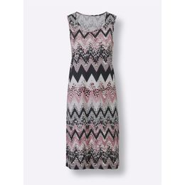 feel good Damen Sommerkleid im Zick-Zack-Dessin, violett-schwarz-bedruckt, Gr&ouml;&szlig;e 44/46