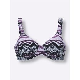 feel good Damen Bikini-Oberteil mit herausnehmbaren Softcups, violett-schwarz-bedruckt, Gr&ouml;&szlig;e 48D